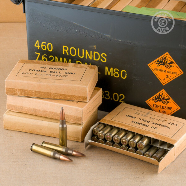 7.62x51 Ammo - 460 Rounds of 146 Grain FMJ PMC Surplus Ammo Can with ...