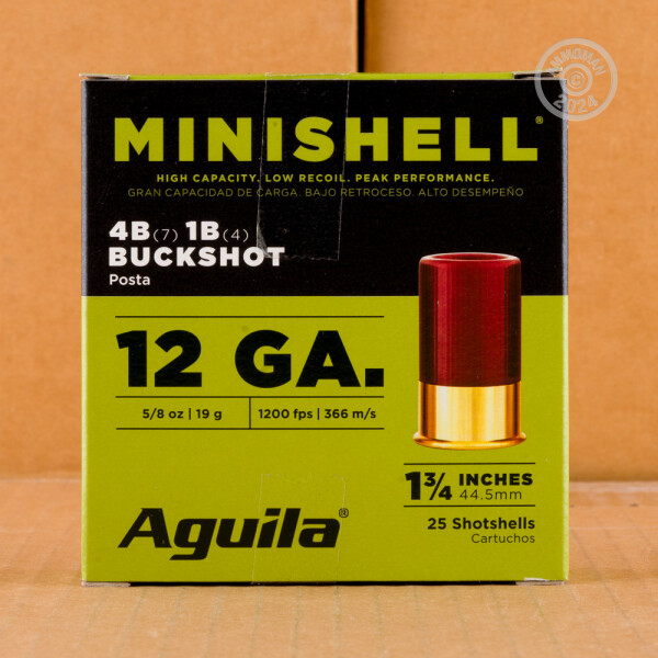 12 Gauge Ammo - 250 Rounds of 1-3/4” 5/8 oz. #1 & #4 Buckshot by Aguila ...