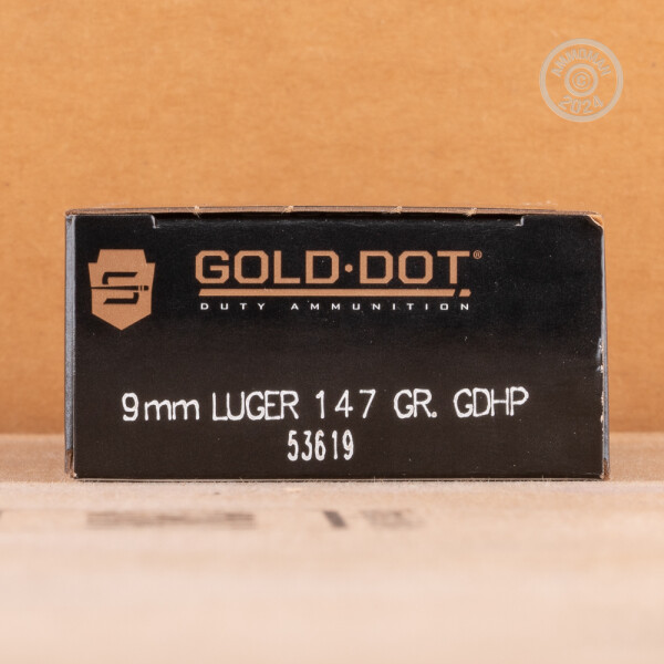 50 Rounds of 9mm Luger 147 Grain Speer LE Gold Dot JHP Ammo at AmmoMan.com