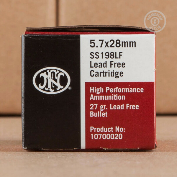 5.7x28mm Ammo at AmmoMan.com - FN Herstal 27 Grain Lead Free JHP - 500 ...