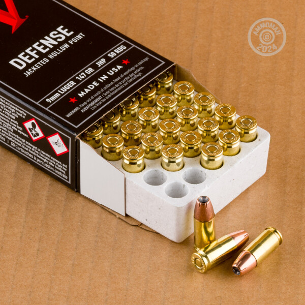 9mm Luger Ammo - 500 Rounds of Winchester 147 Grain JHP at AmmoMan.com