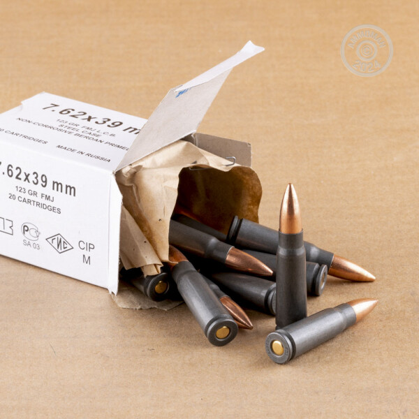 1000 Rounds of 7.62x39 123 Grain Wolf White Box FMJ Ammo at AmmoMan.com