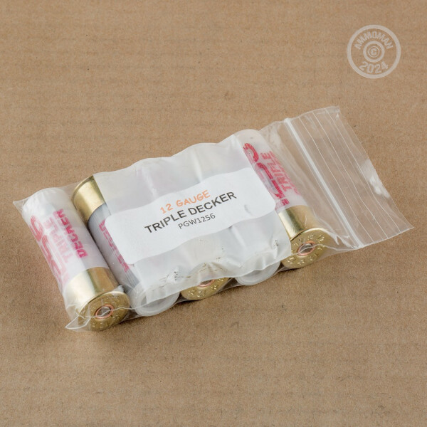 5 Rounds of 12 Gauge Triple Decker Buckshot Ammo at AmmoMan.com