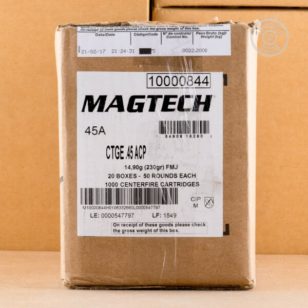 1000 Rounds of Magtech 45A 230 Grain Metal Case 45 ACP Ammo with Free ...