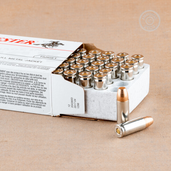 38 Super +P Ammo - 50 Rounds of Winchester 130 Grain FMJ at AmmoMan.com