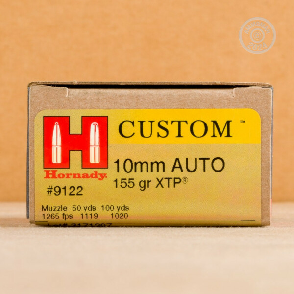 10mm Ammo at AmmoMan.com - Hornady Custom 155 Grain JHP - 200 Rounds