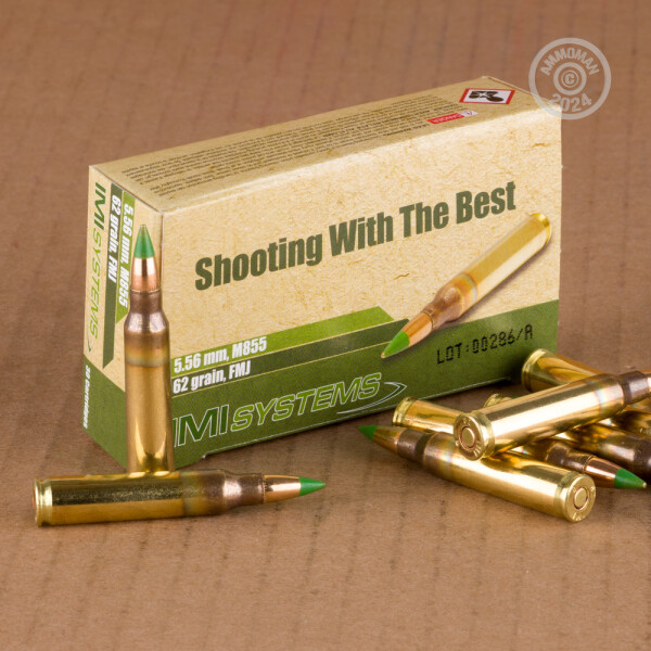 5.56x45 Ammo at AmmoMan.com - IMI 62 Grain FMJ M855 - 1200 Rounds