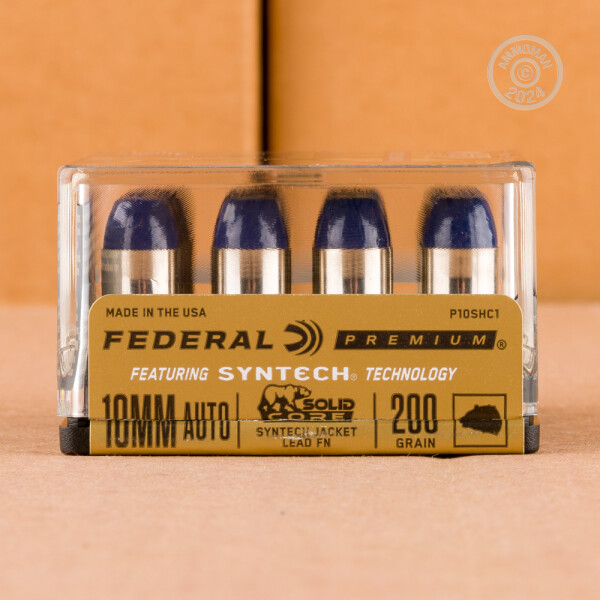 20 Rounds of 10mm 200 Grain Federal Solid Core Syntech Jacketed Hard ...