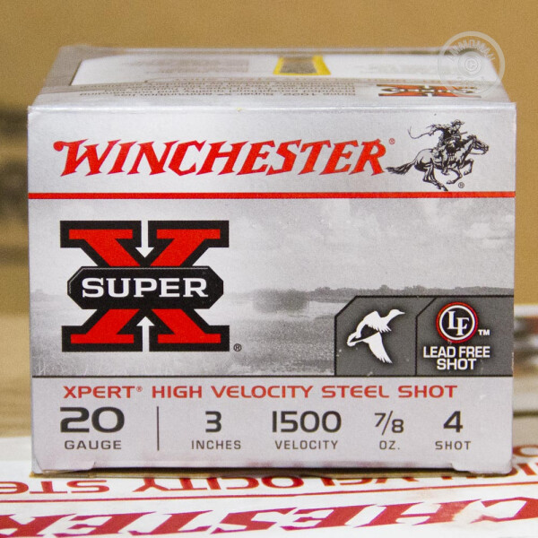 20 Gauge Ammo - 25 Rounds of Winchester Super-X High Velocity 2-3/4" #4 ...