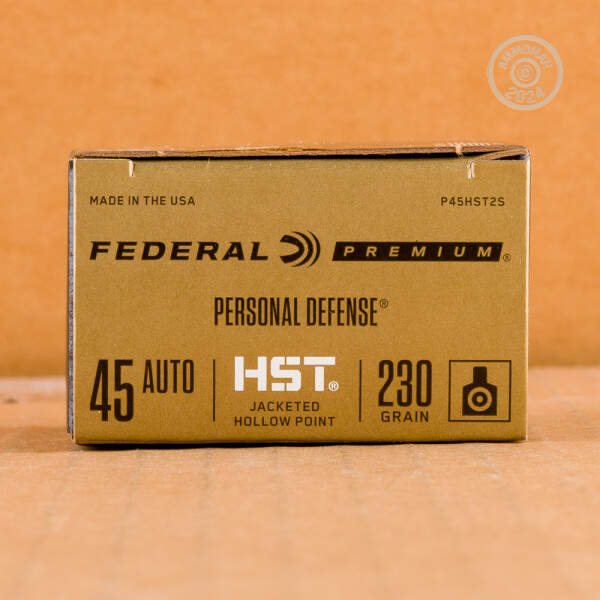 45 ACP Ammo - 20 Rounds of Federal HST 230 Grain JHP at AmmoMan.com