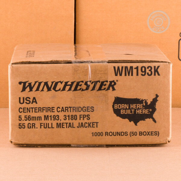 1000 Rounds of Winchester USA 55 Grain FMJ M193 5.56x45 Ammo with Free ...