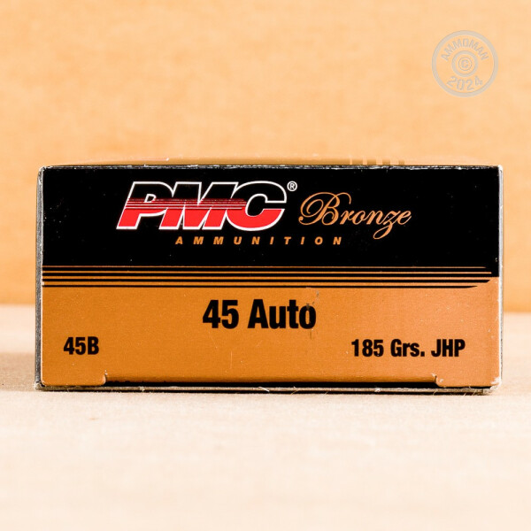 45 ACP Ammo - 50 Rounds of PMC 185 Grain JHP at AmmoMan.com