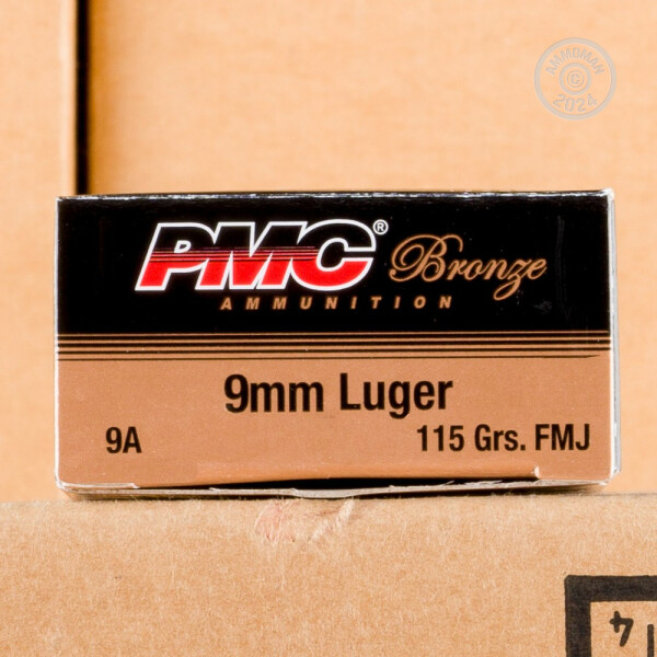 1000 Rounds of 9mm 115 Grain PMC 9A FMJ Ammo at AmmoMan.com