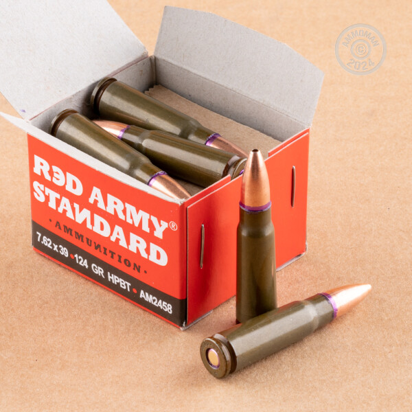 7.62x39 Ammo - 1000 Rounds of 124 Grain HPBT Red Army Standard with ...
